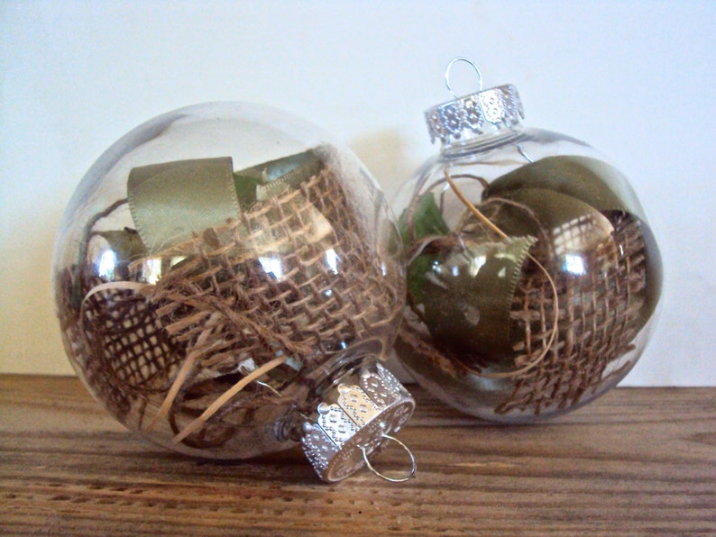 Holiday Burlap Ball Ornaments - Rustic Farmhouse Shatterproof Christmas ...