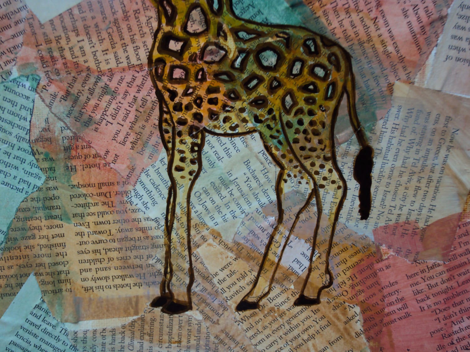Pastel Giraffe Collage Whimsical Nursery Art Pastel - Etsy