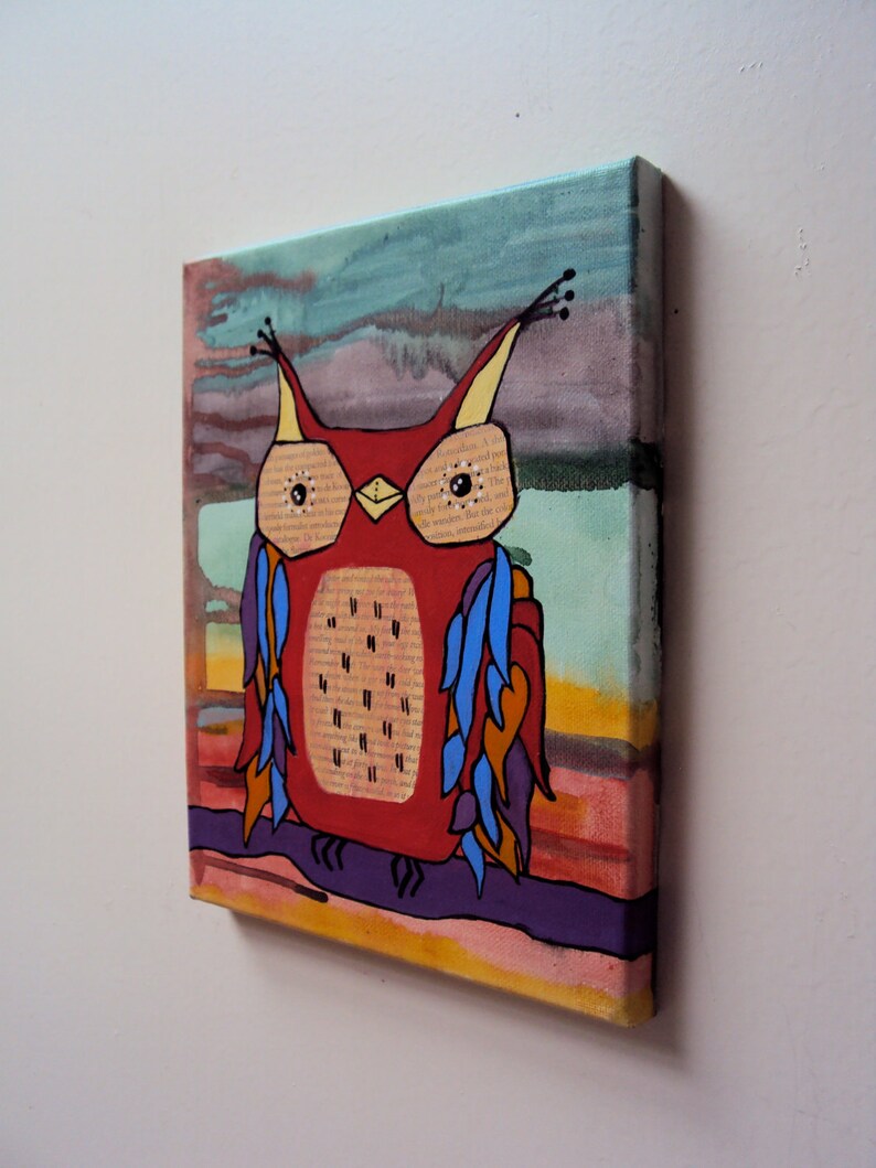 Abstract Animal Wall Decor Whimsical Owl Wall Art Colorful | Etsy