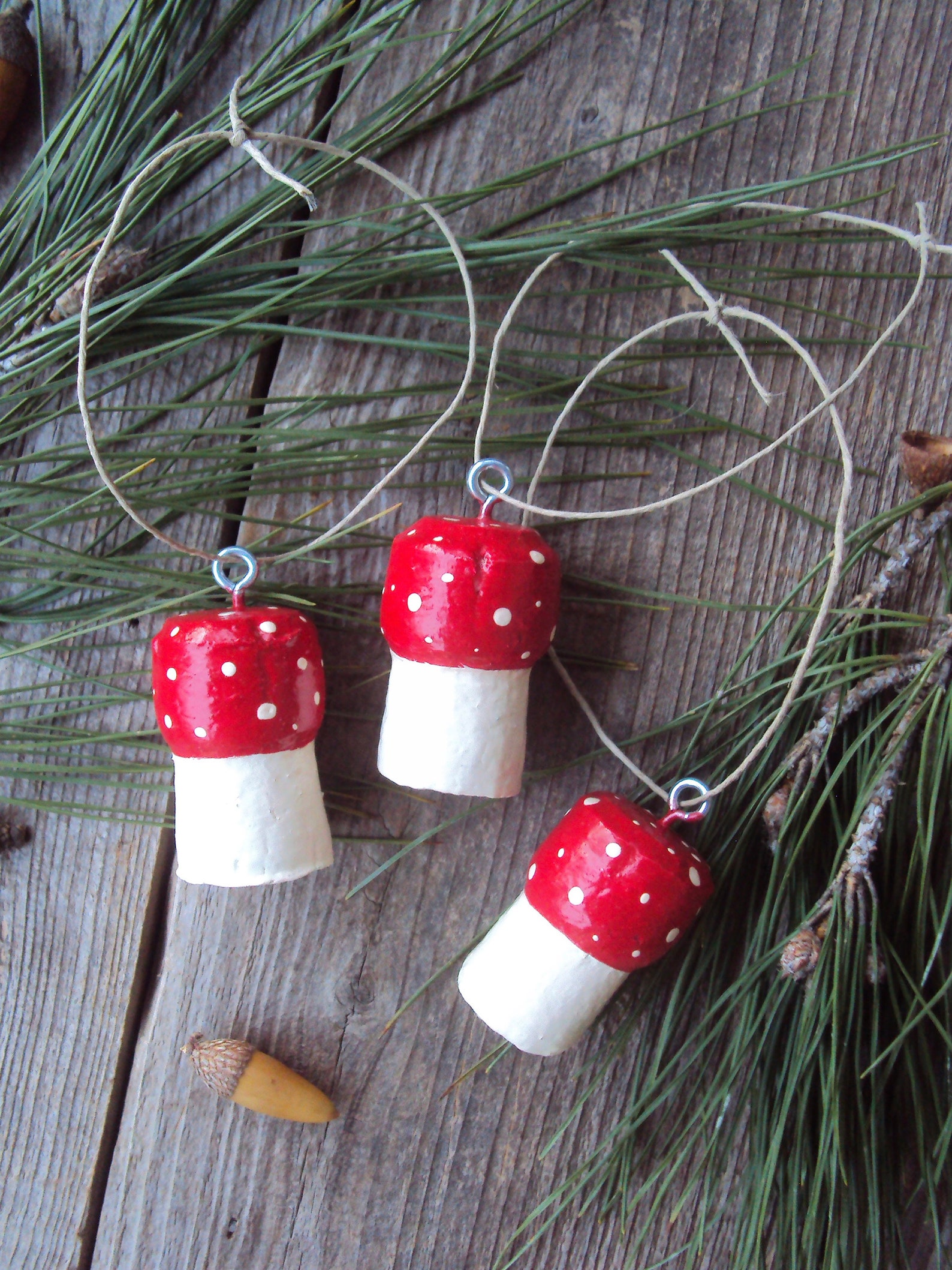 Woodland Toadstool Cork Ornament - Cottagecore Christmas Decor - Fairy ...