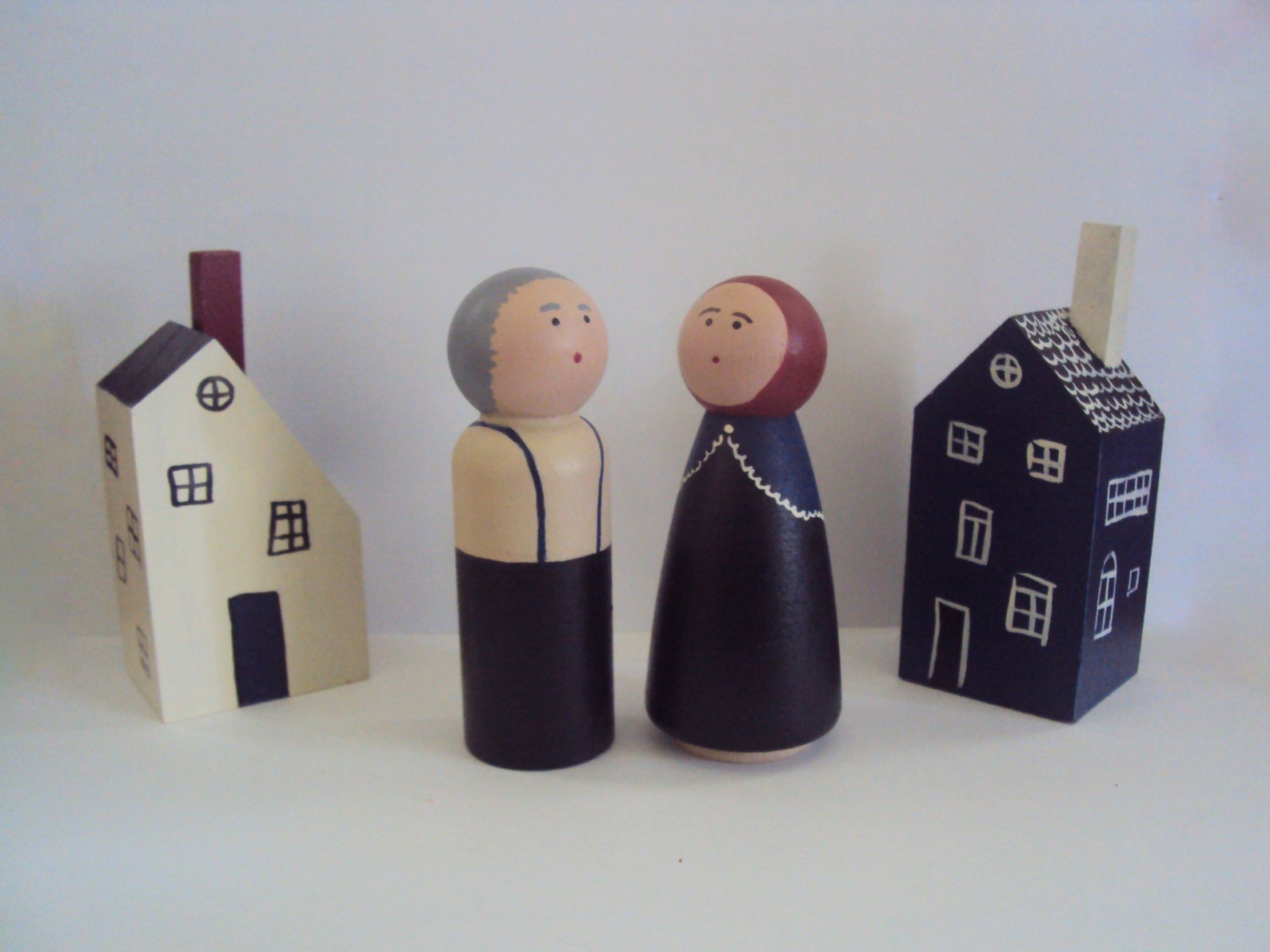 Miniature Folk Art People Wood Peg Doll Figurines Little - Etsy