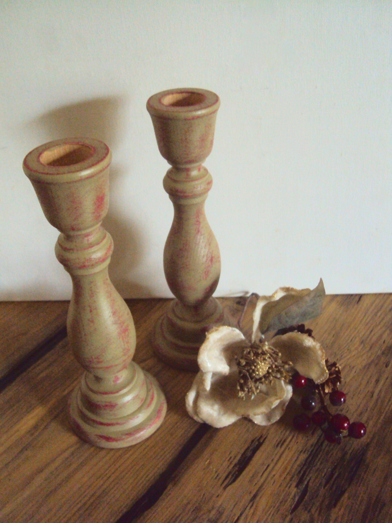 Distressed Wooden Candlesticks Rustic Farmhouse Mantel Decor - Etsy