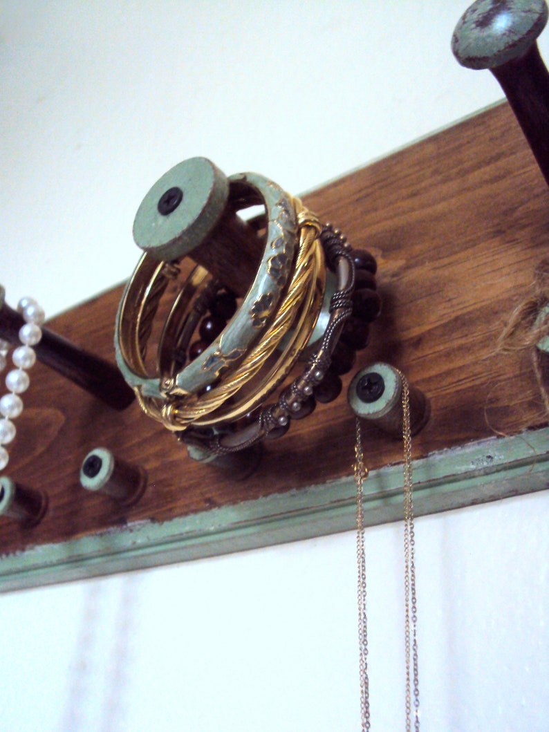 Wood Spool Jewelry Rack Bohemian Entryway Key Holder - Etsy