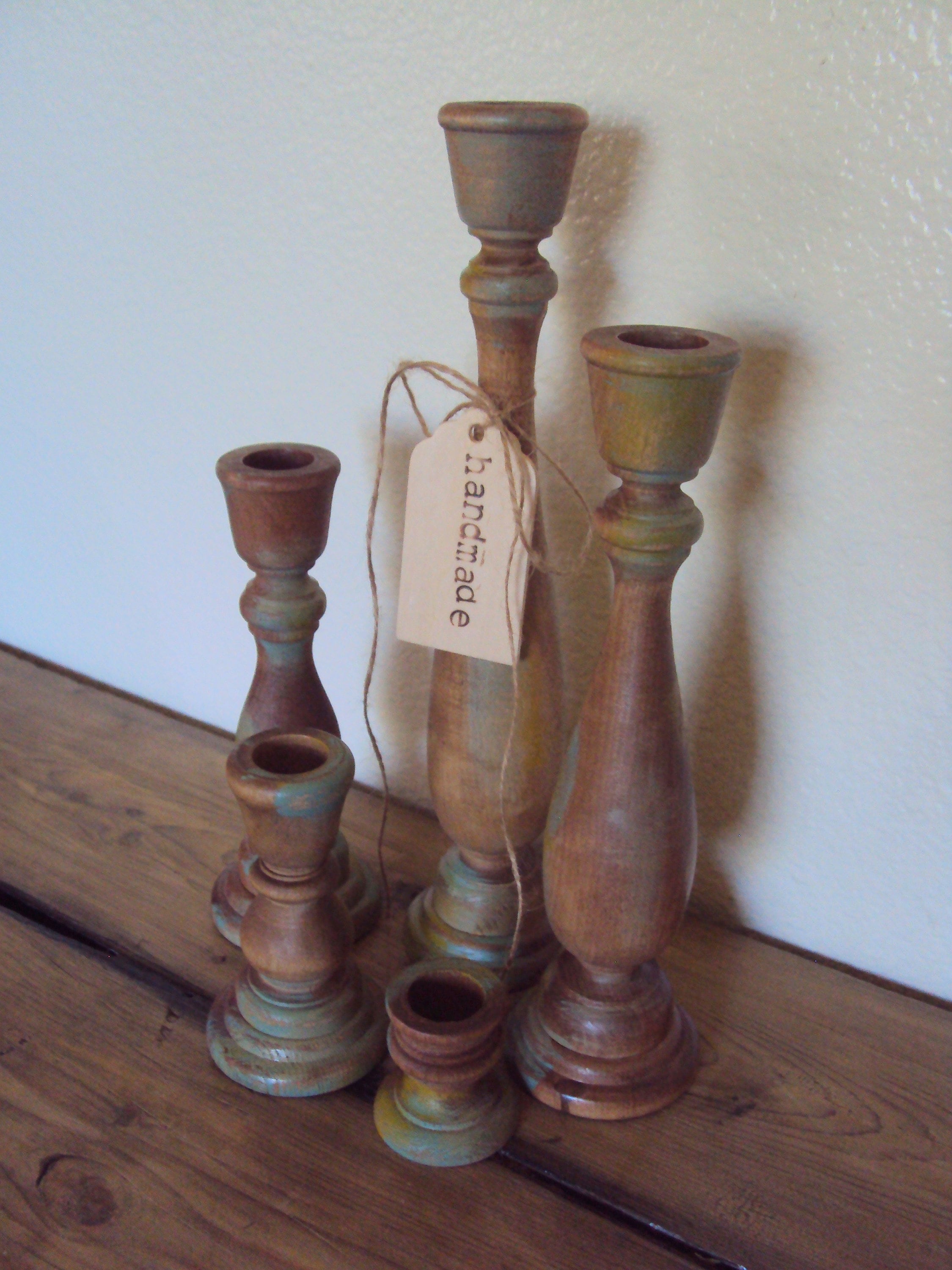 5 Piece Bohemian Candlestick Set Rustic Farmhouse Chic | Etsy