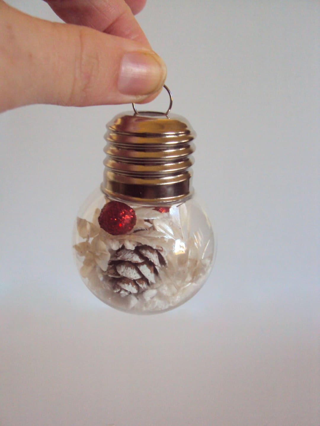 Frosted Snowy Lightbulb Ornament - Rustic Christmas Ornament - Nature ...