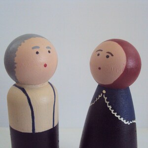 Miniature Folk Art People Wood Peg Doll Figurines Little Wooden Village ...