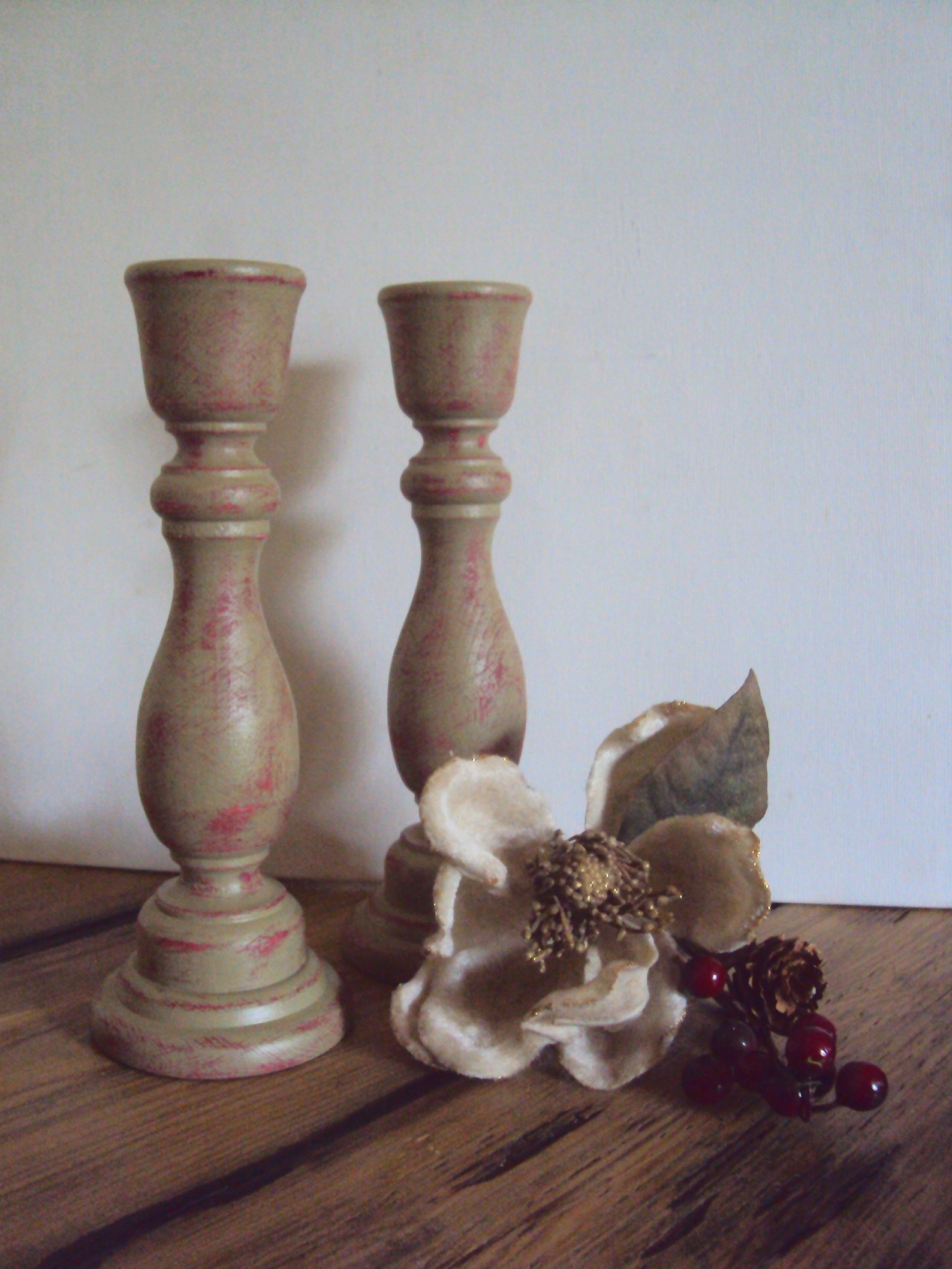 Distressed Wooden Candlesticks Rustic Farmhouse Mantel Decor - Etsy