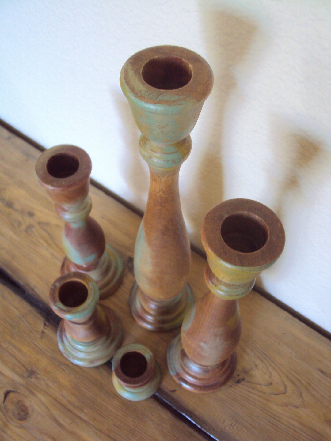 5 Piece Bohemian Candlestick Set Rustic Farmhouse Chic Candle Holder ...