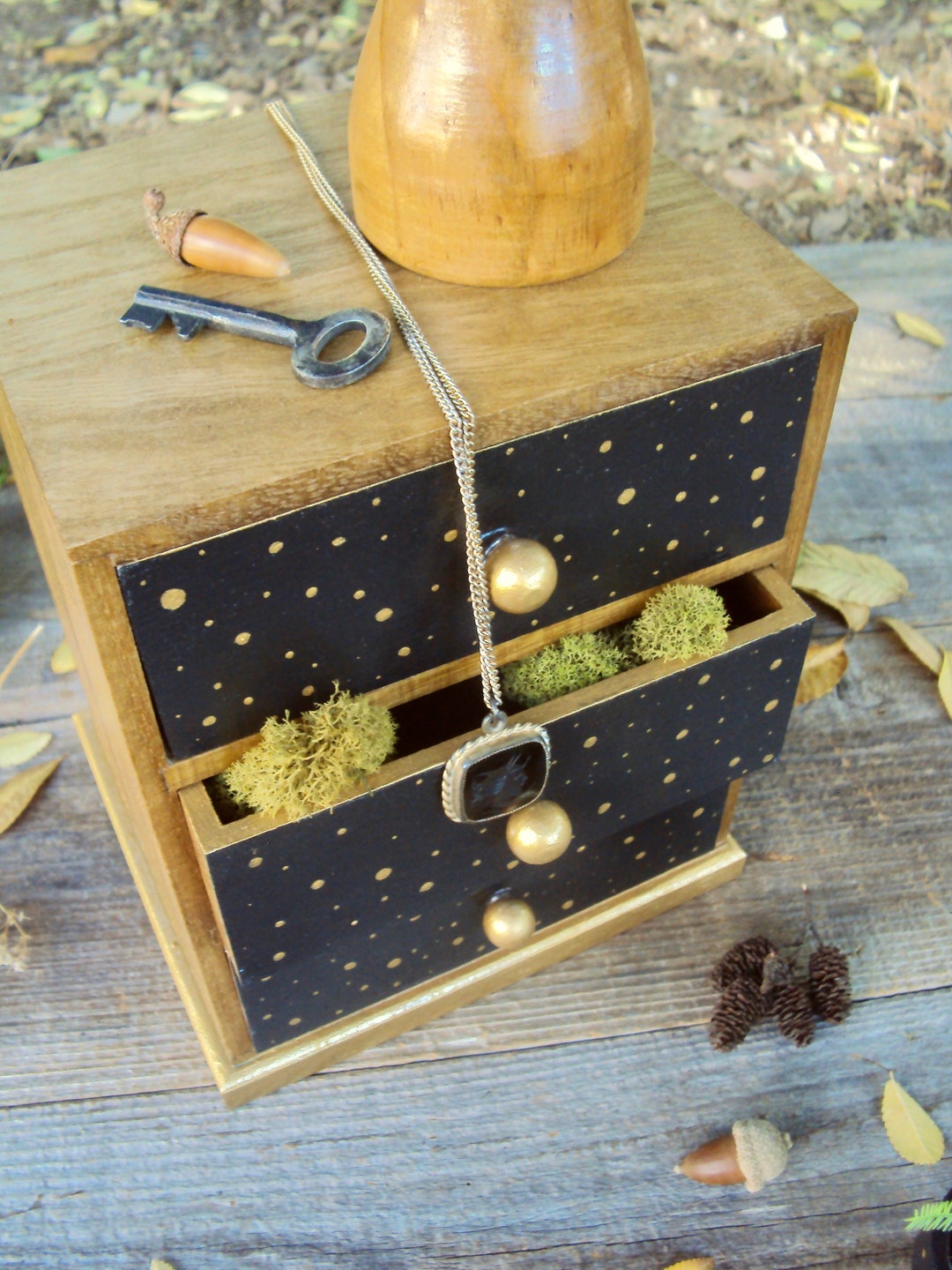 Painted Tabletop Cabinet With Drawers Small Jewelry Vanity Box Desk ...