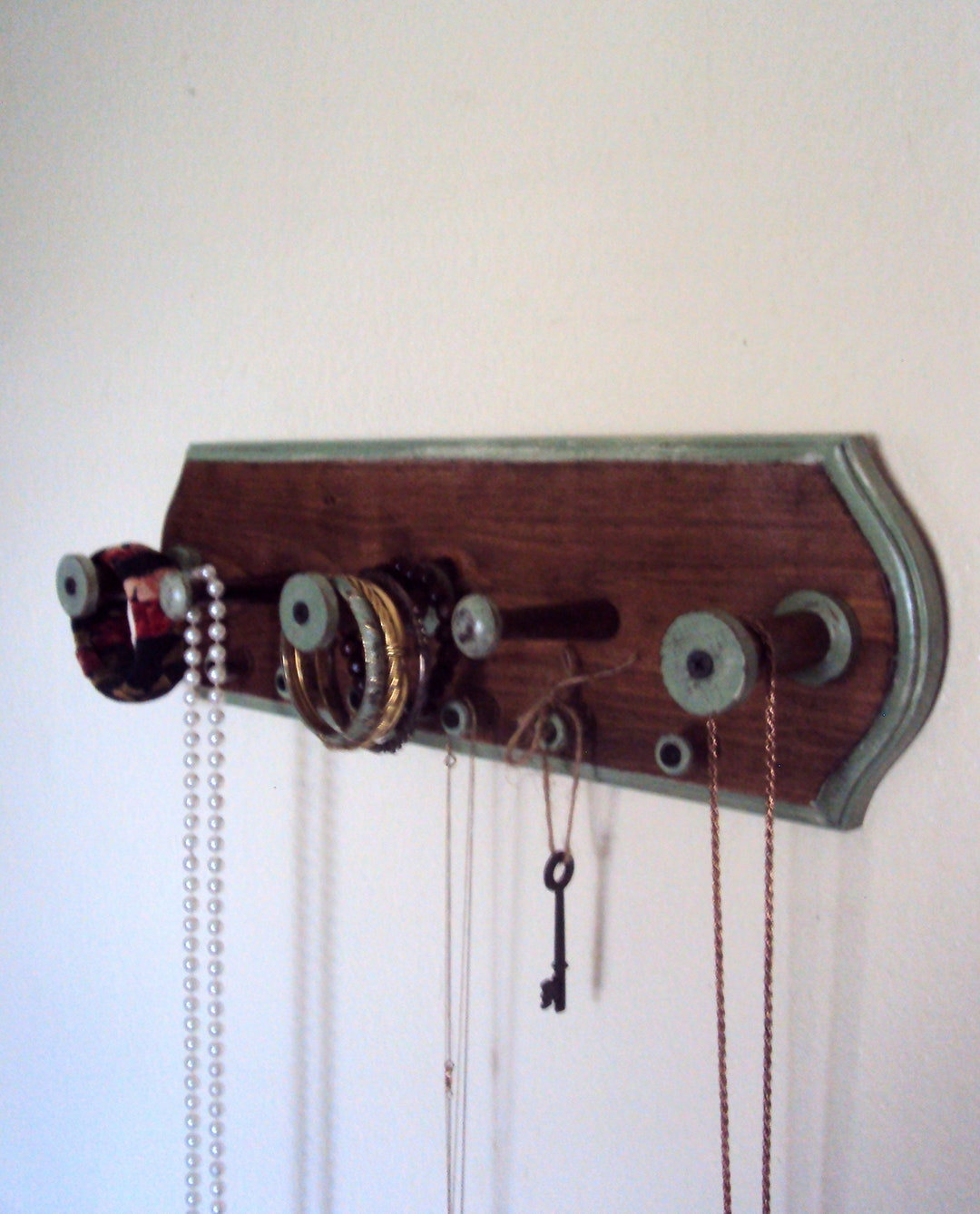 Wood Spool Jewelry Rack - Bohemian Entryway Key Holder - Rustic Chic ...