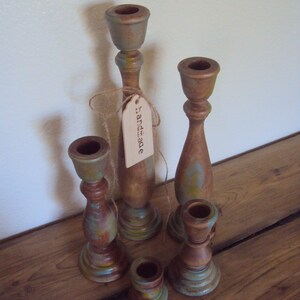 5 Piece Bohemian Candlestick Set Rustic Farmhouse Chic Candle Holder ...