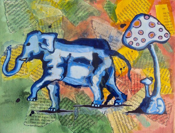 Bold Maximalist Elephant Painting Colorful Animal Art for | Etsy