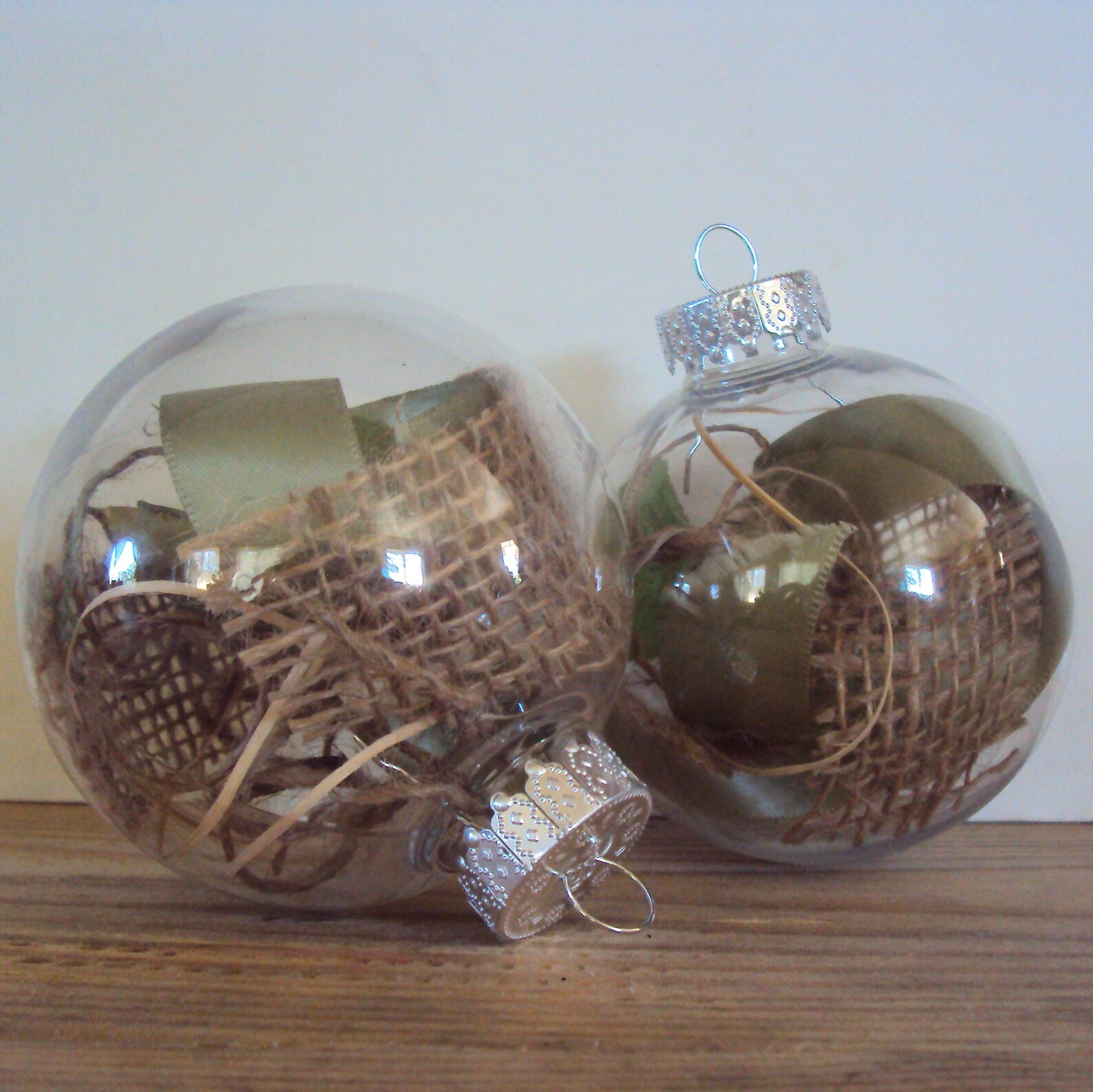 Holiday Burlap Ball Ornaments - Rustic Farmhouse Shatterproof Christmas ...