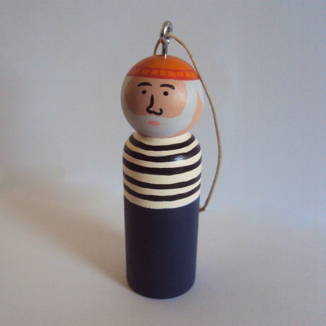 Handpainted Fisherman Ornament Seafaring Folk Decor Wooden Sailor ...