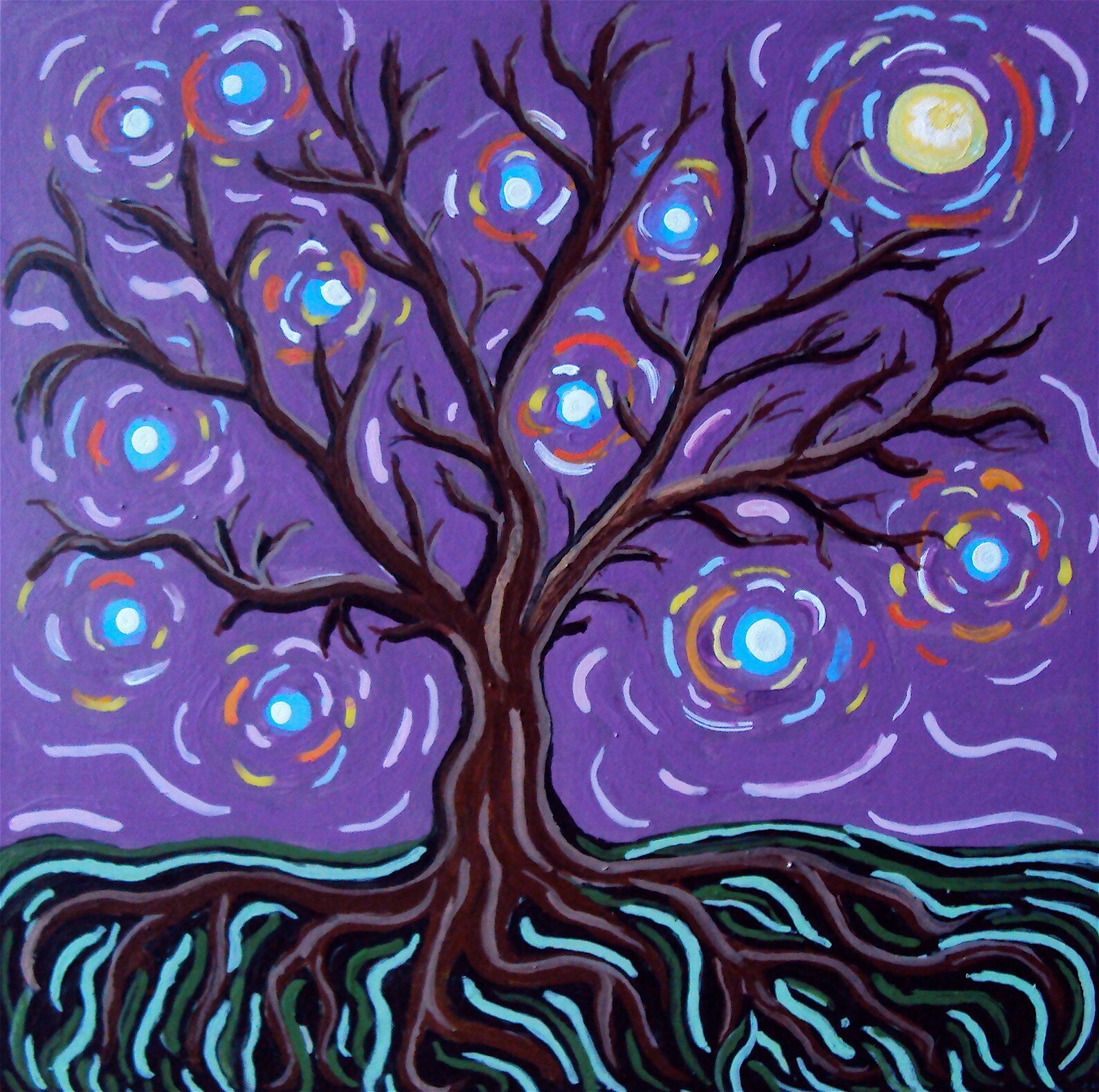 Folk Art Tree Oversized Greeting Card - Whimsical Blank Art Card ...