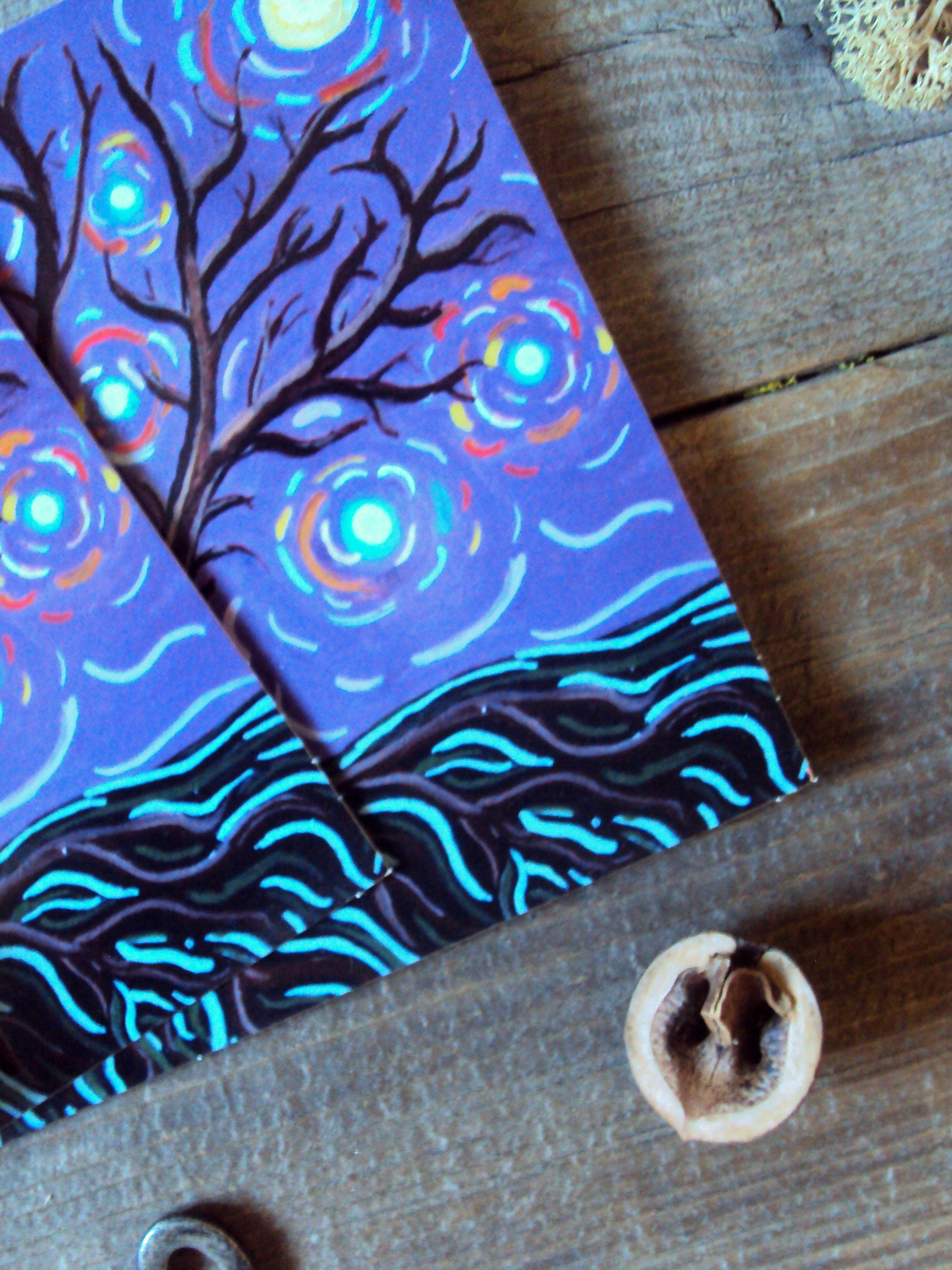 Folk Art Tree Oversized Greeting Card - Whimsical Blank Art Card ...