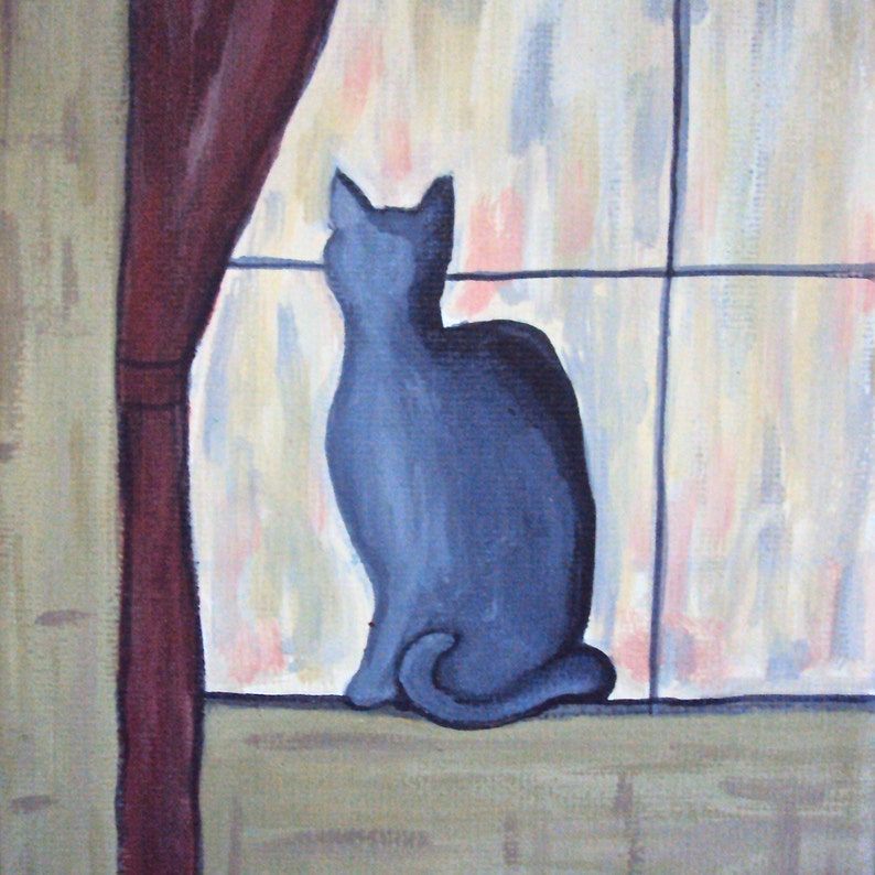 Kitty in Window Original Acrylic Painting Cat Lover Gift | Etsy
