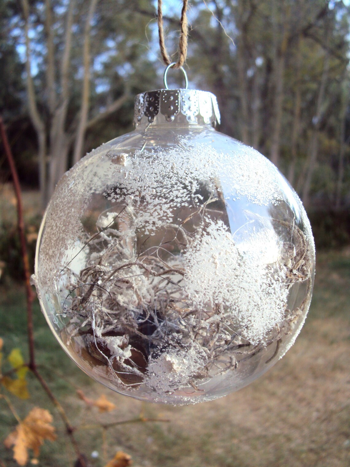 Rustic Frosted Woodland Ornaments - Snowy Wonderland Bauble - Winter ...