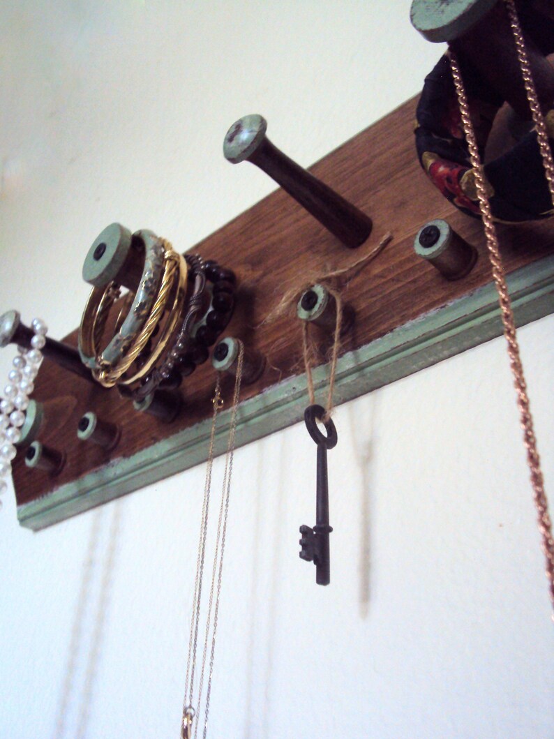 Wood Spool Jewelry Rack Bohemian Entryway Key Holder - Etsy