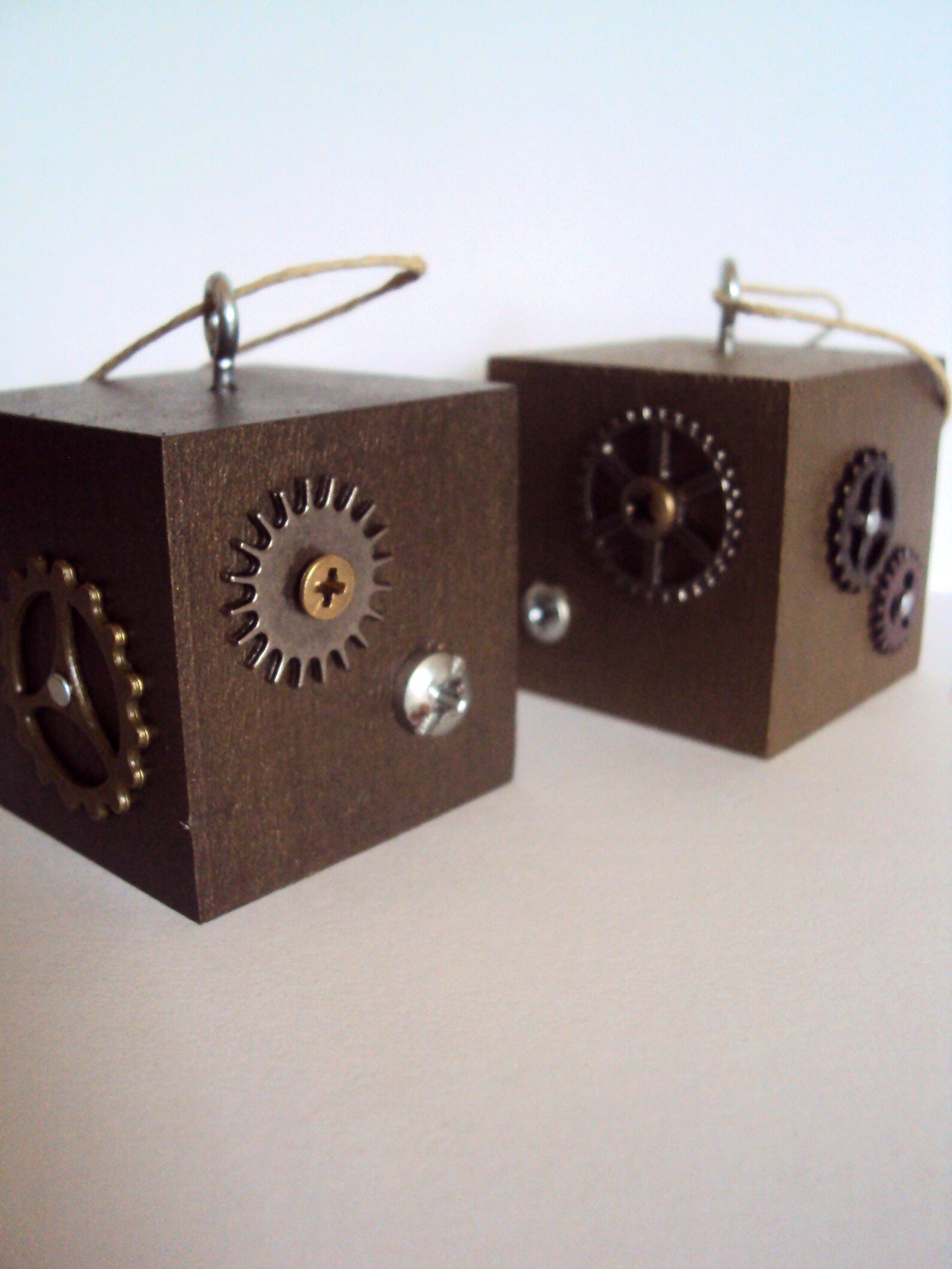 Steampunk Gear Ornament Industrial Wood & Cogs Cube - Etsy