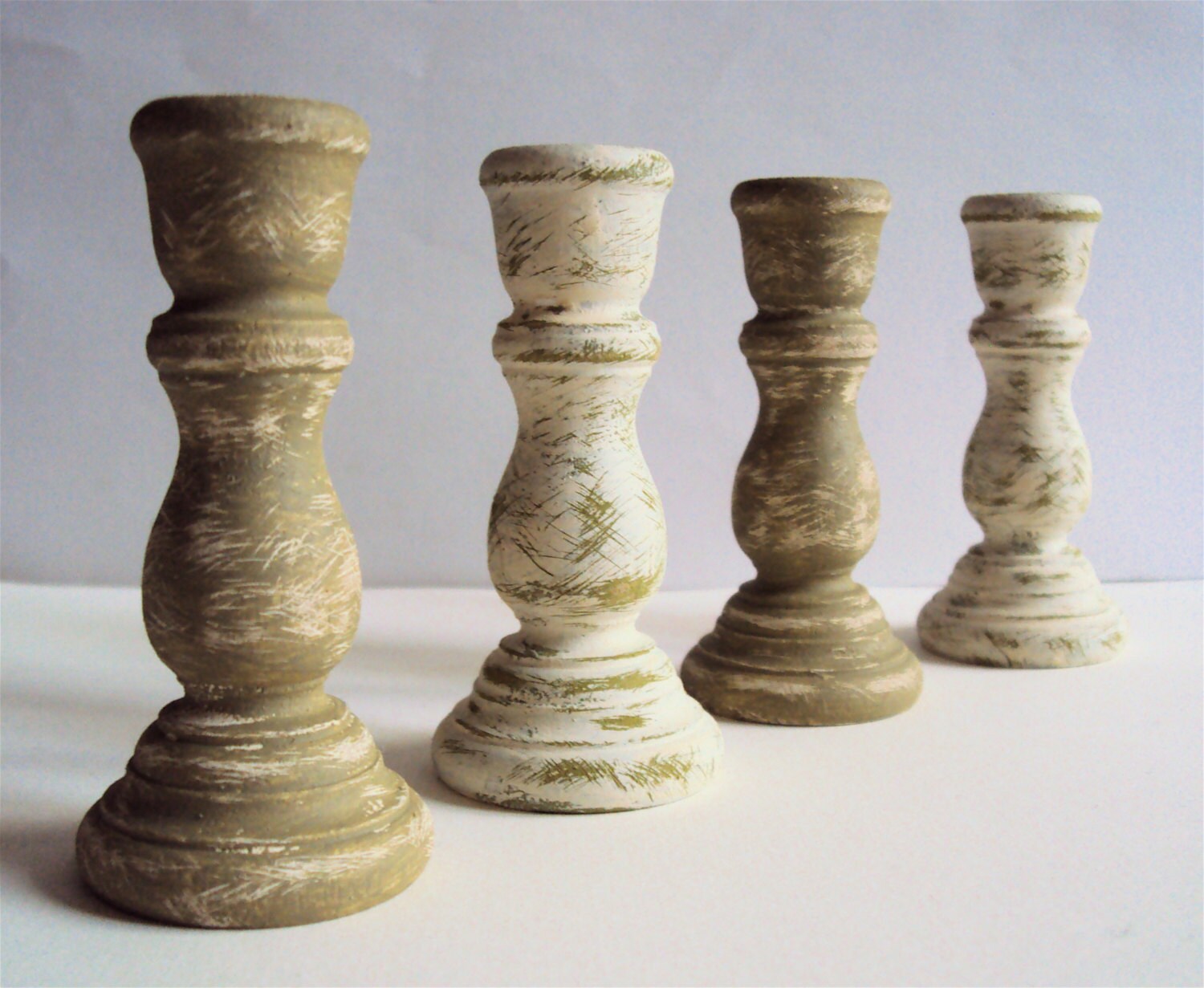 Tiny Shabby Distressed Candlesticks Set of 4 Little Chime - Etsy