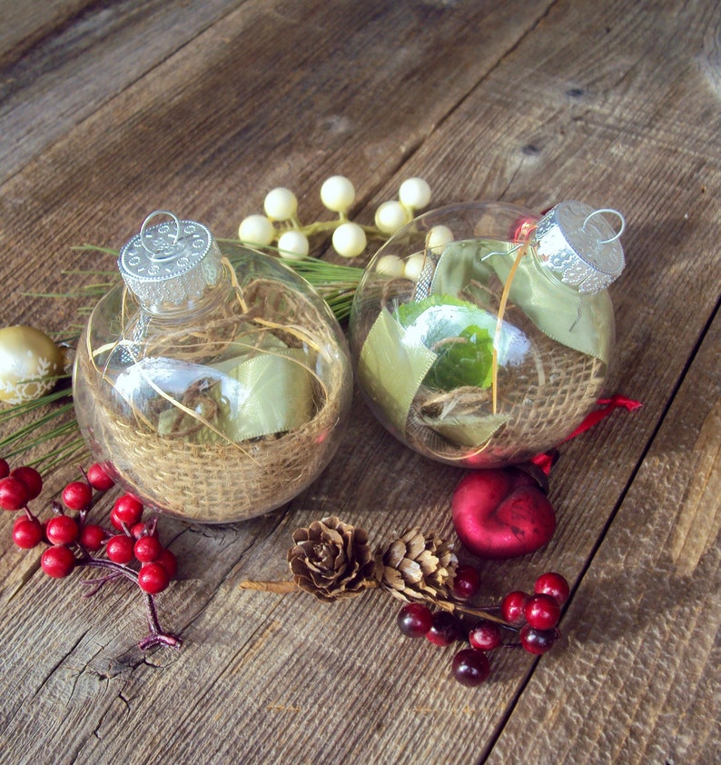 Holiday Burlap Ball Ornaments - Rustic Farmhouse Shatterproof Christmas ...