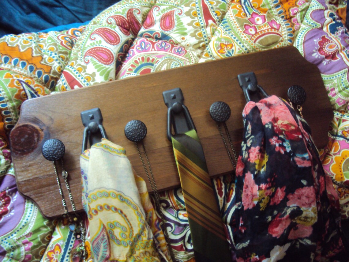 Rustic Wooden Scarf Rack Wood Tie Holder Industrial | Etsy