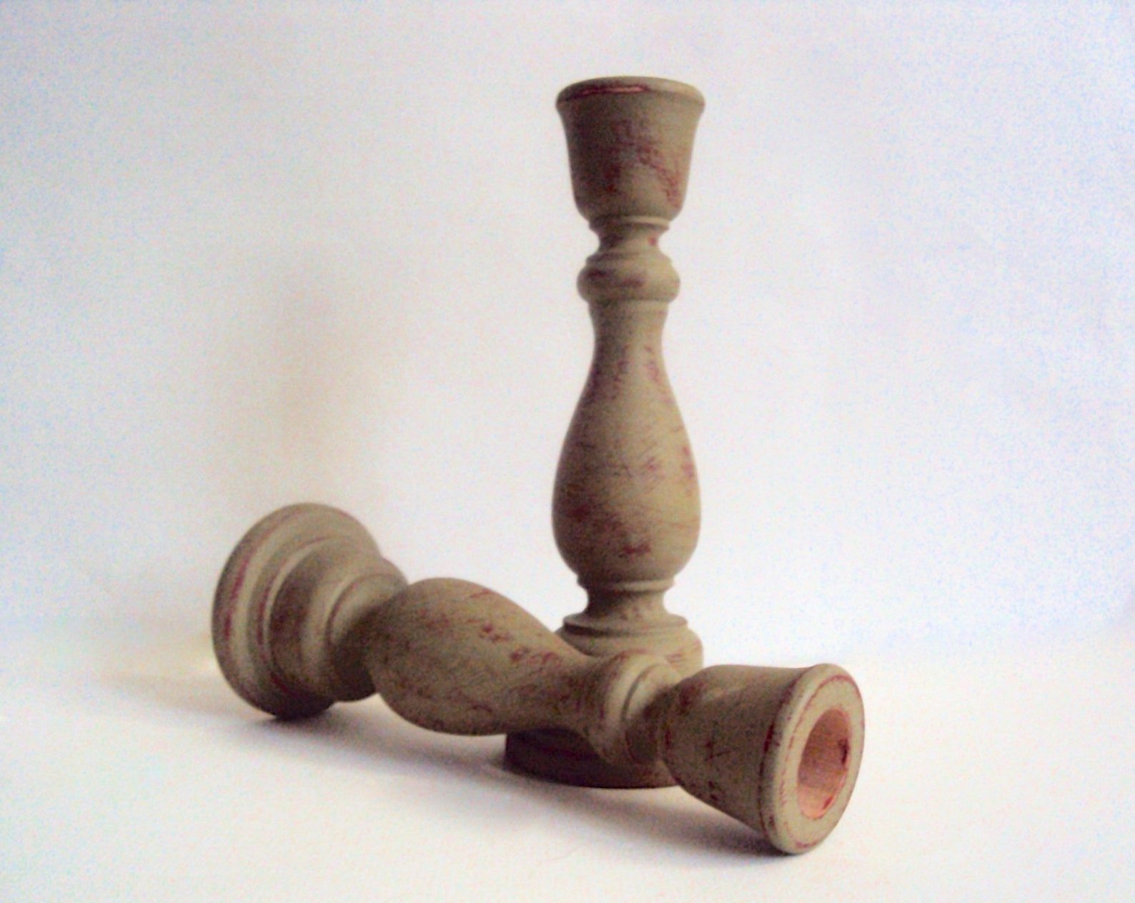 Distressed Wooden Candlesticks Rustic Farmhouse Mantel Decor - Etsy