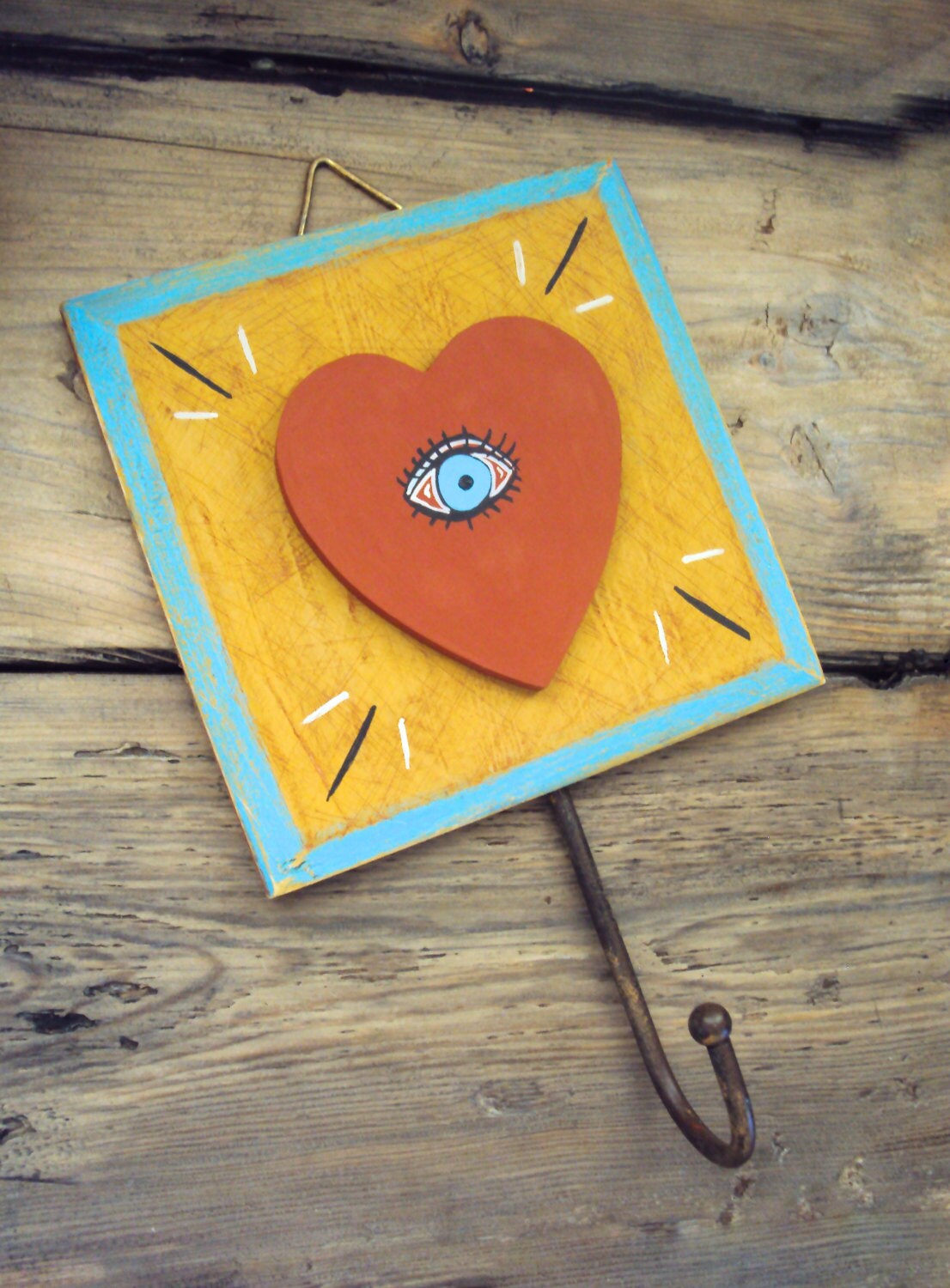 Voodoo Gypsy Wall Hook Evil Eye Wall Art Colorful Bohemian | Etsy