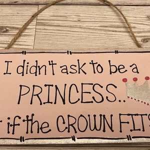 Princess Crown Sign Plaque Girls Pink Bedroom Nursery Door Hanger - Etsy UK
