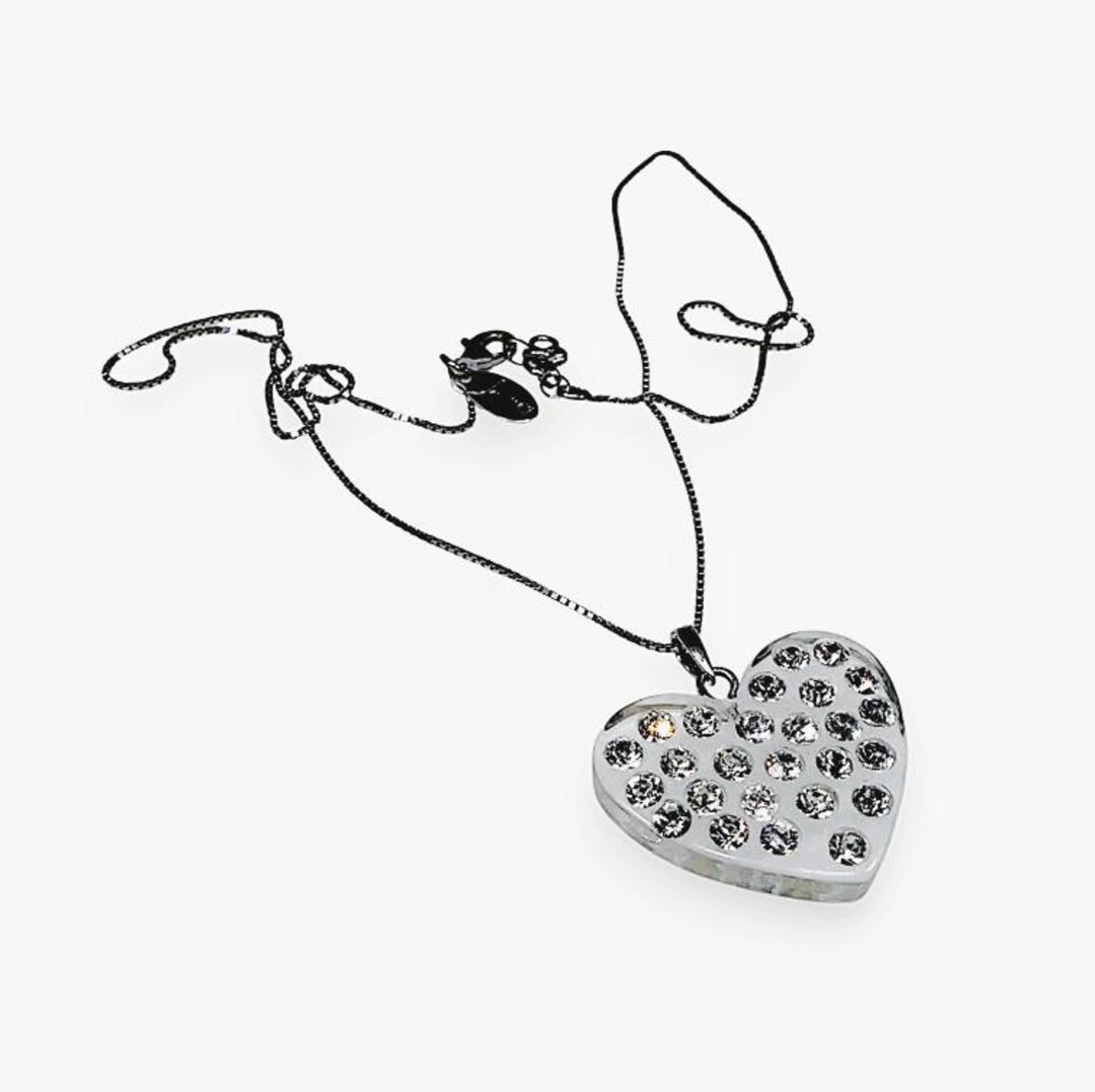 Adreani Vintage Jewels | Heart Necklace Pave’ - Etsy
