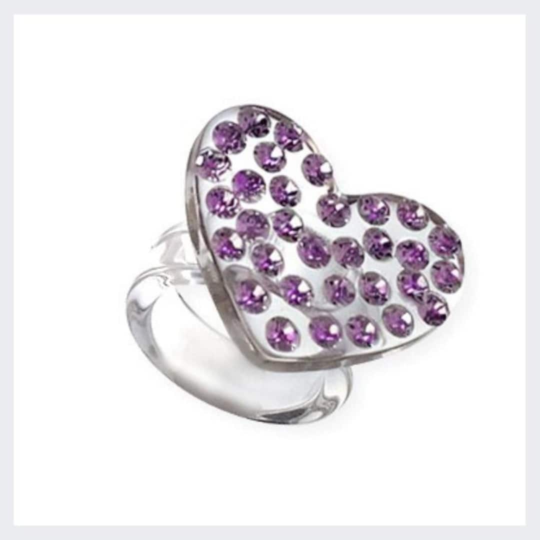 Adreani Vintage Jewels | Heart Pave’ Swarovski Lucite Ring - Etsy