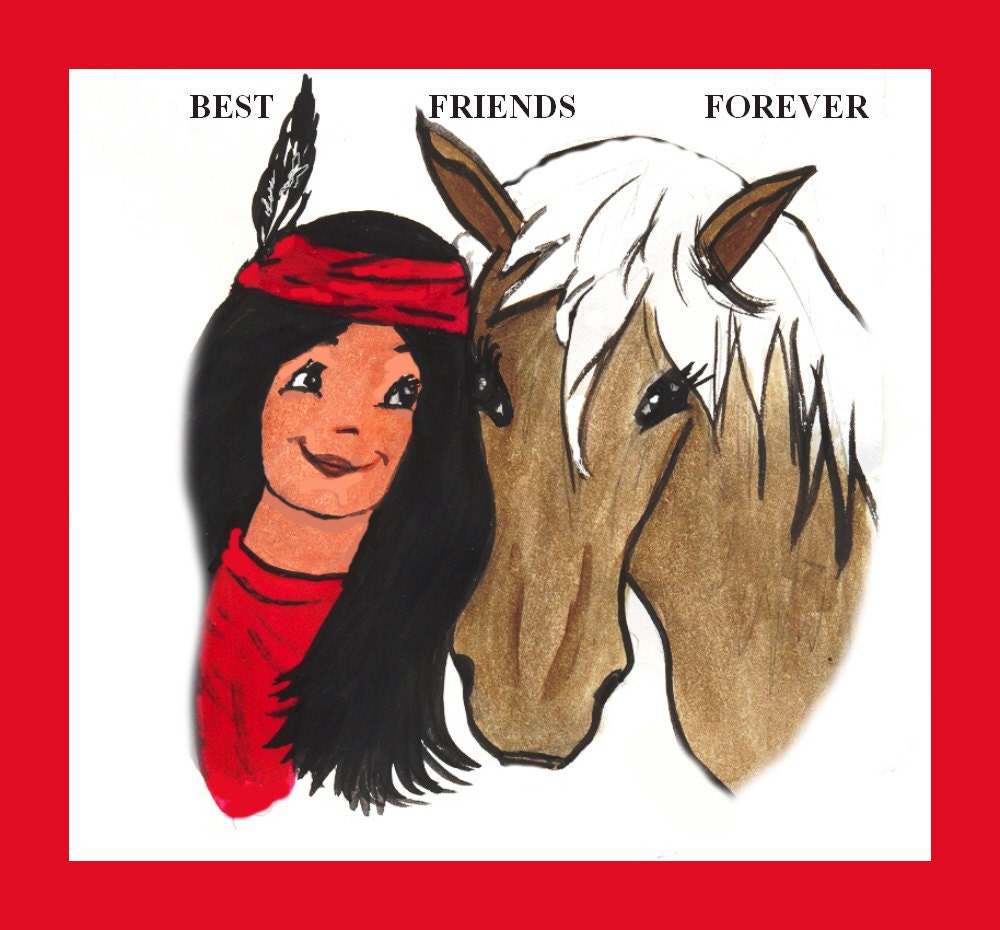 Print Boy and Horse Best Friends Native American - Etsy