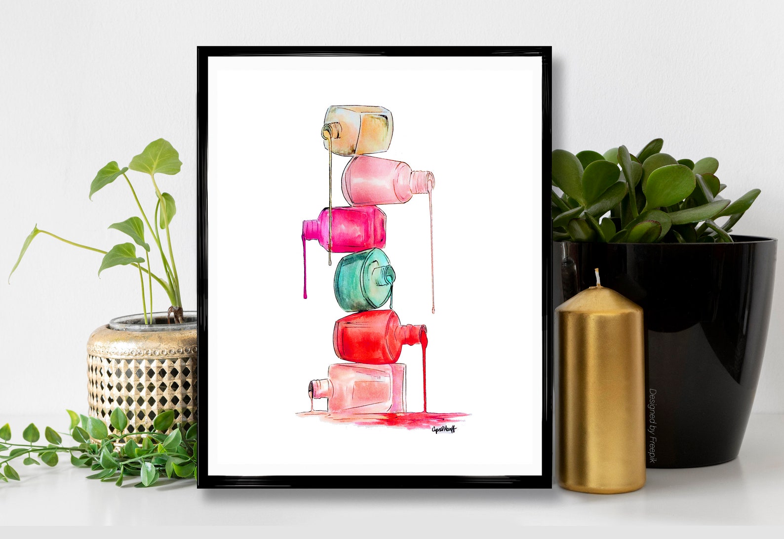 Nail Polish Art Print Nailpolish Wall Art Makeup Watercolor - Etsy