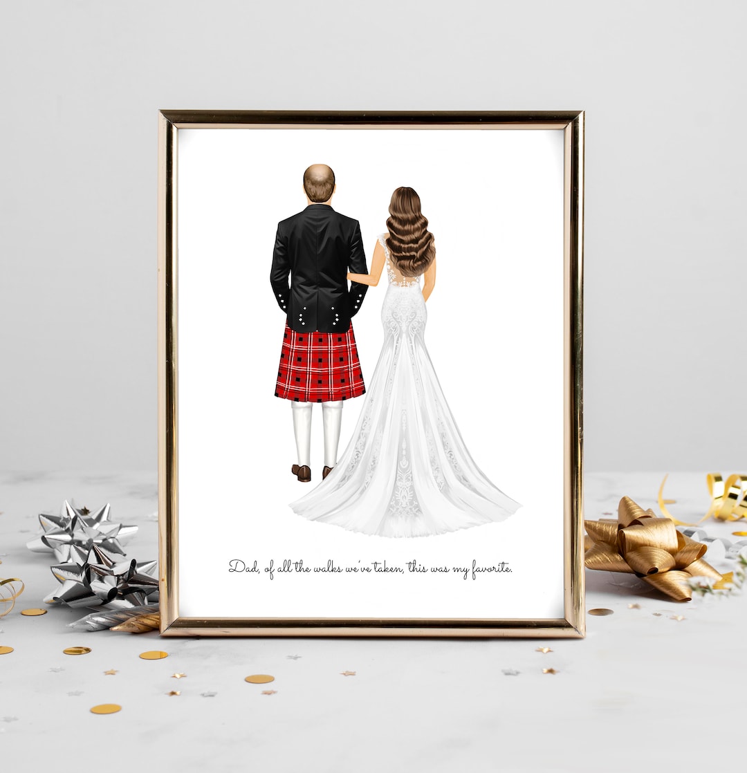 Personalized Scottish Wedding Portrait Art DIGITAL | Father of the ...