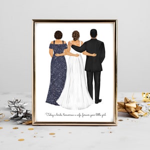 Personalized Bride and Parents Portrait Art PRINT | Mother & Father of ...