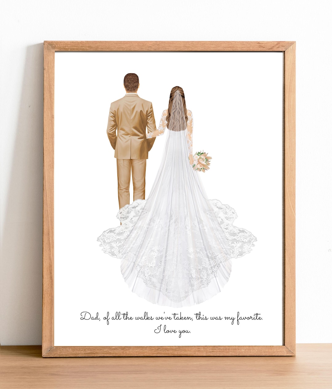 Personalized Bride and Dad Portrait Art PRINT | Father of the Bride ...