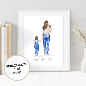 Personalized Mom Baby Portrait Art | Family Portrait Art, Mother's Day ...