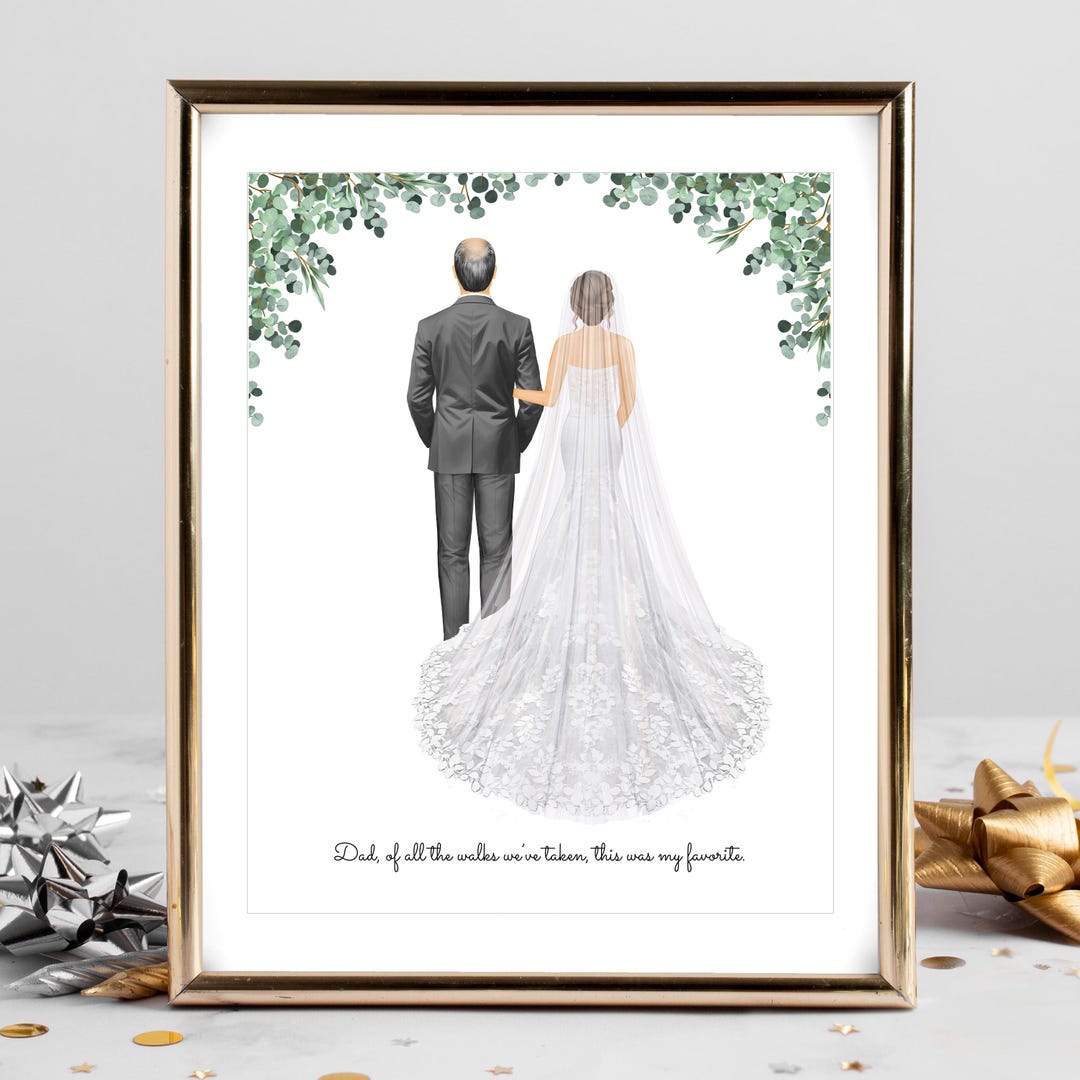 Personalized Bride and Dad Portrait Art PRINT | Father of the Bride ...