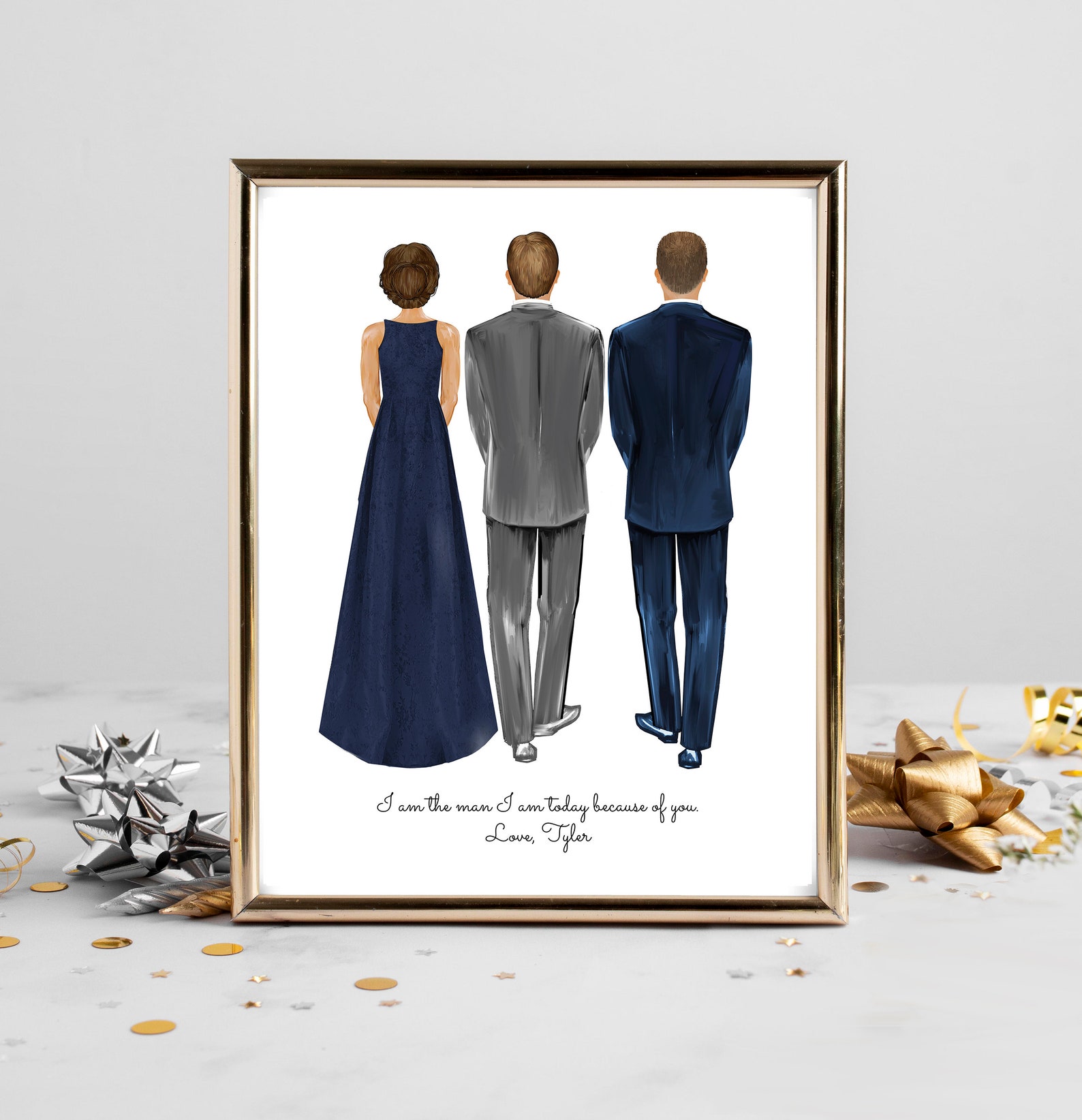 Personalized Groom and Parents Portrait Art DIGITAL Mother - Etsy