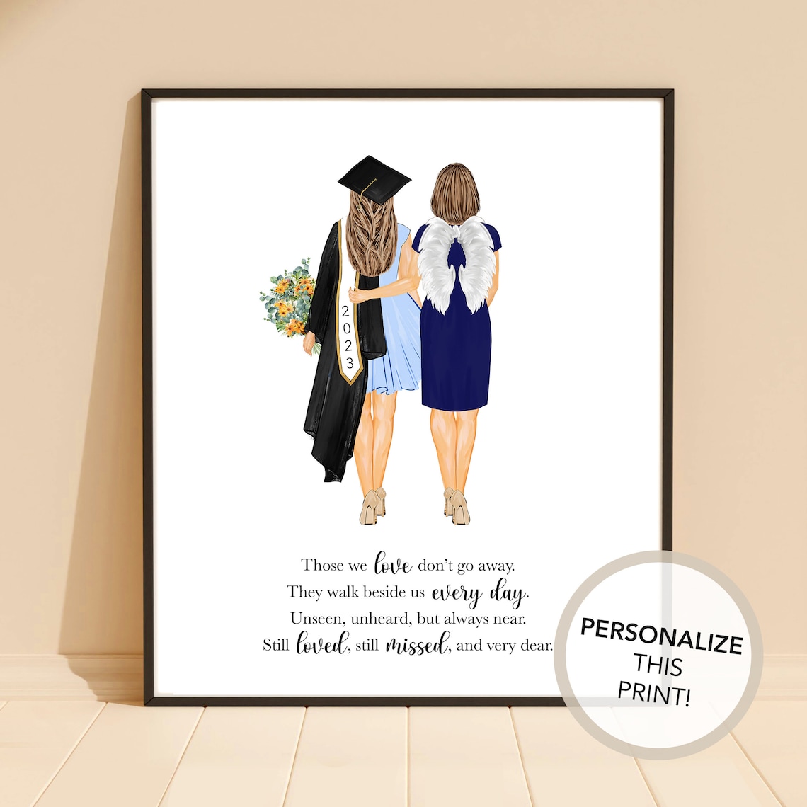 Personalized Graduate and Mom Portrait Art PRINT | Graduation, Mother ...