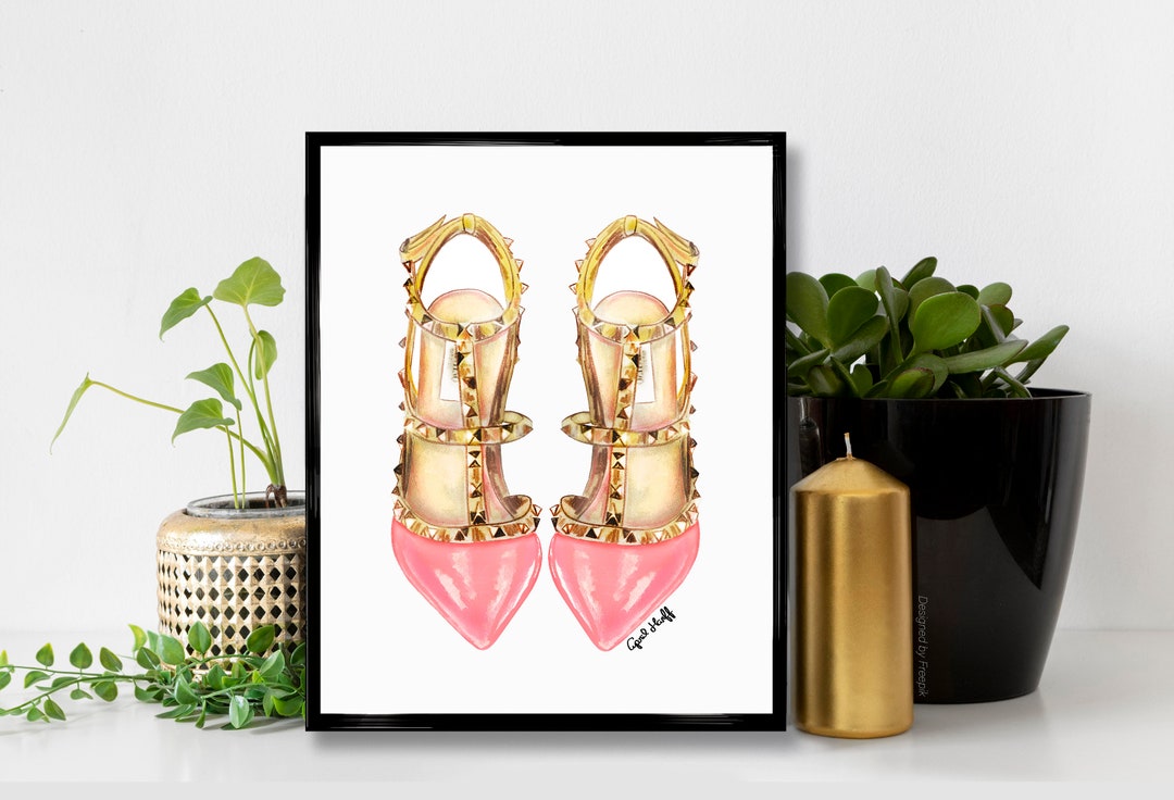 Pink Heels PRINT | Fashion Illustration, BFF Gift, Couture Flats ...