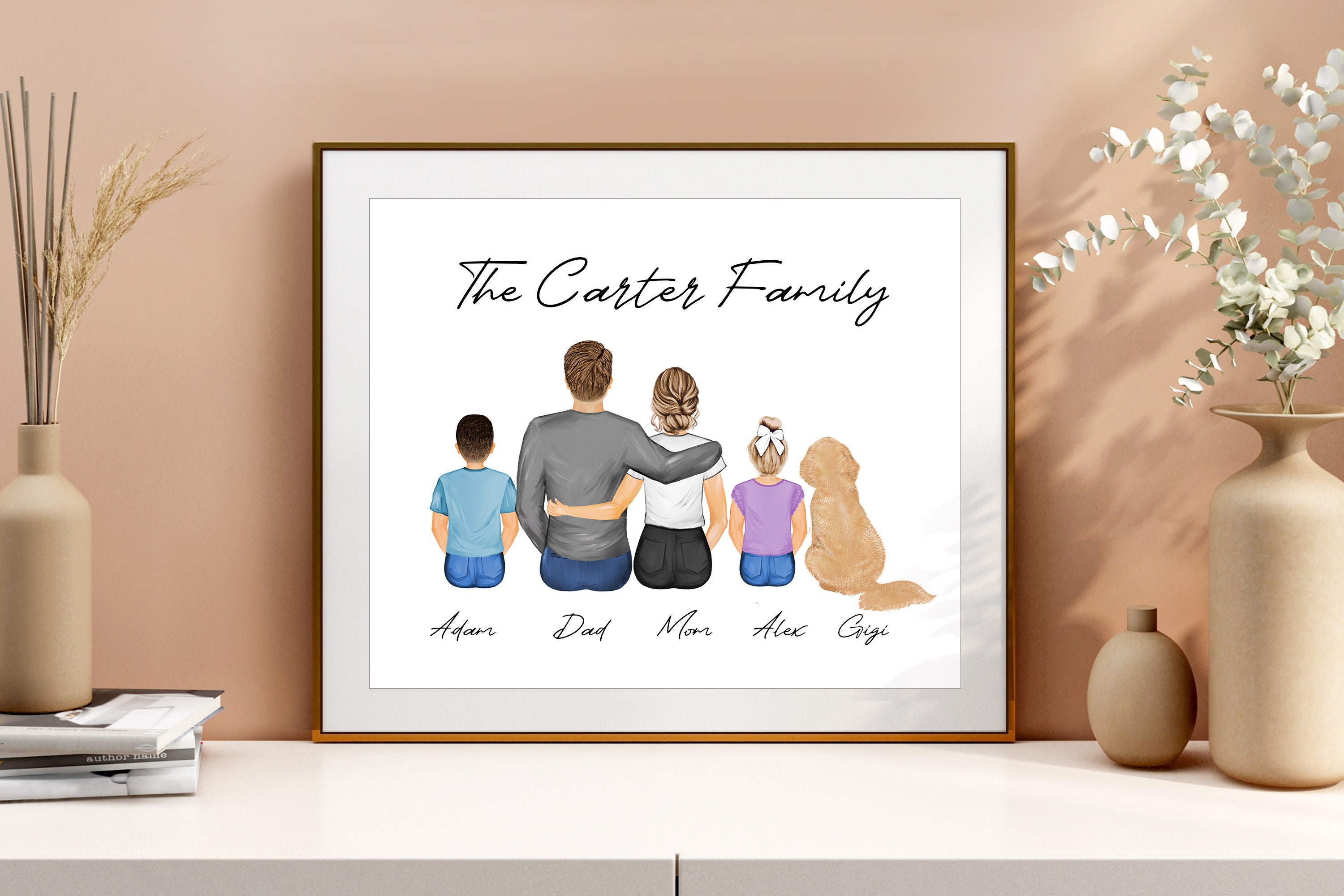 Personalized Family Portrait Art PRINT | Family Custom Print, Mom Dad ...