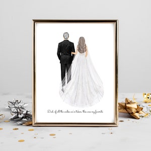 Personalized Bride and Dad Portrait Art PRINT | Father of the Bride ...