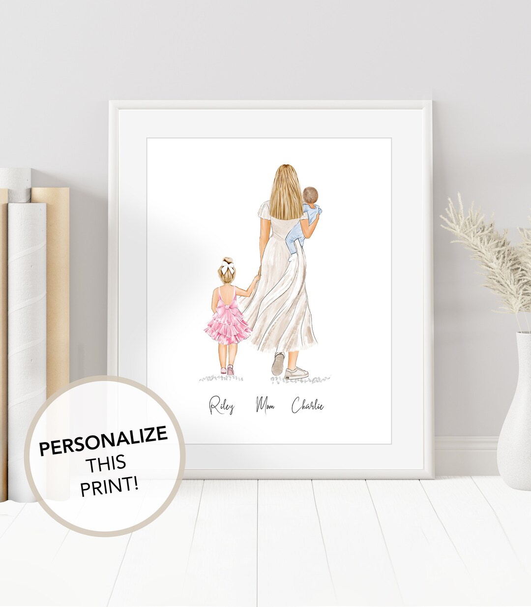 Personalized Mom Baby Portrait Art | Family Portrait Art, Mother's Day ...