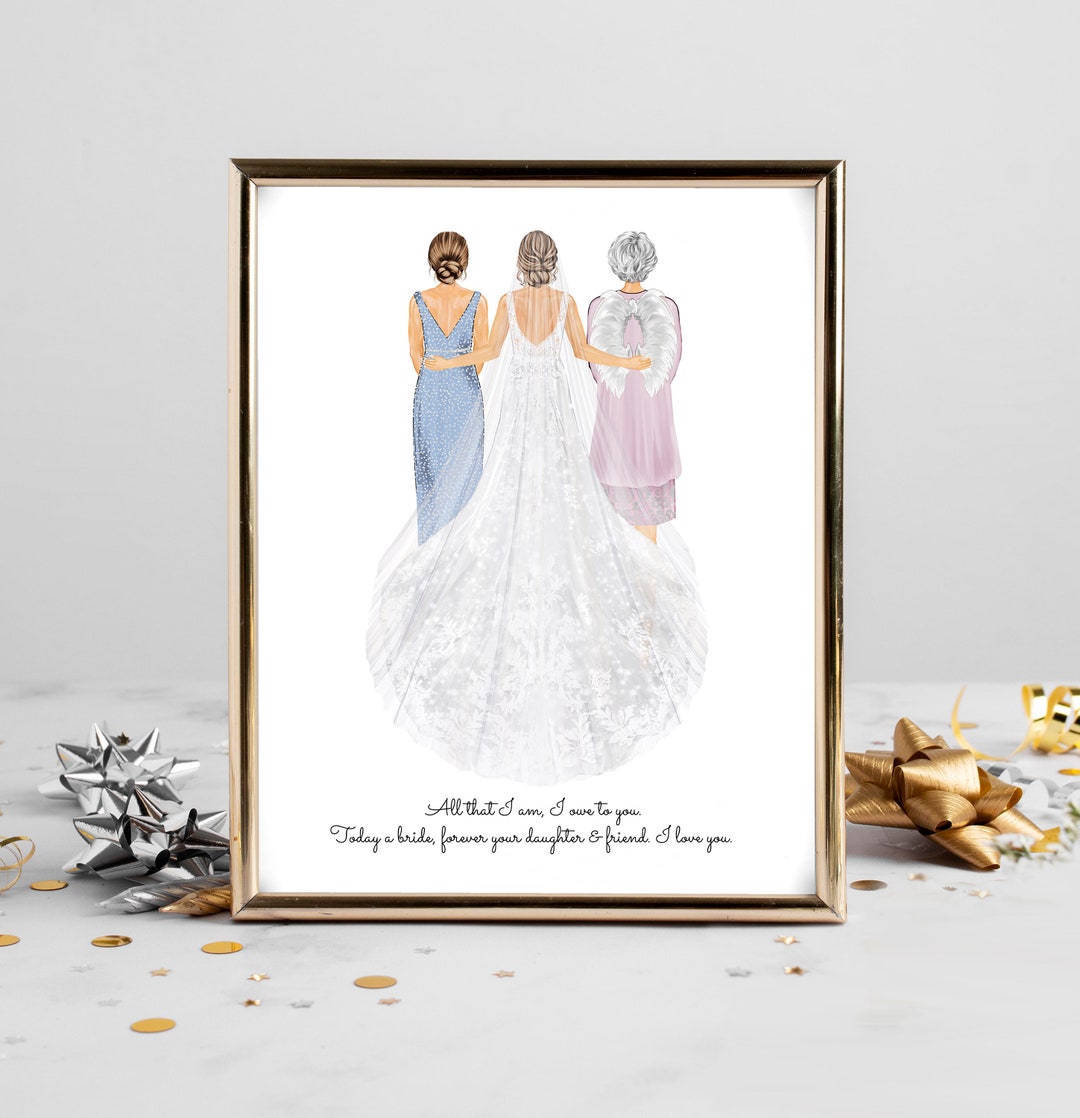 Personalized Bride Mom Grandmother Portrait Art PRINT | Mother, Grandma ...