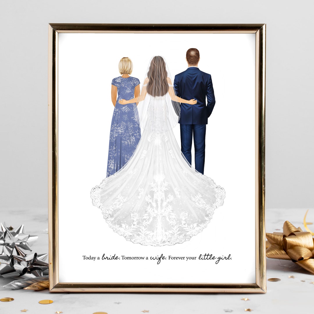 Personalized Bride and Parents Portrait Art DIGITAL | Mother & Father ...