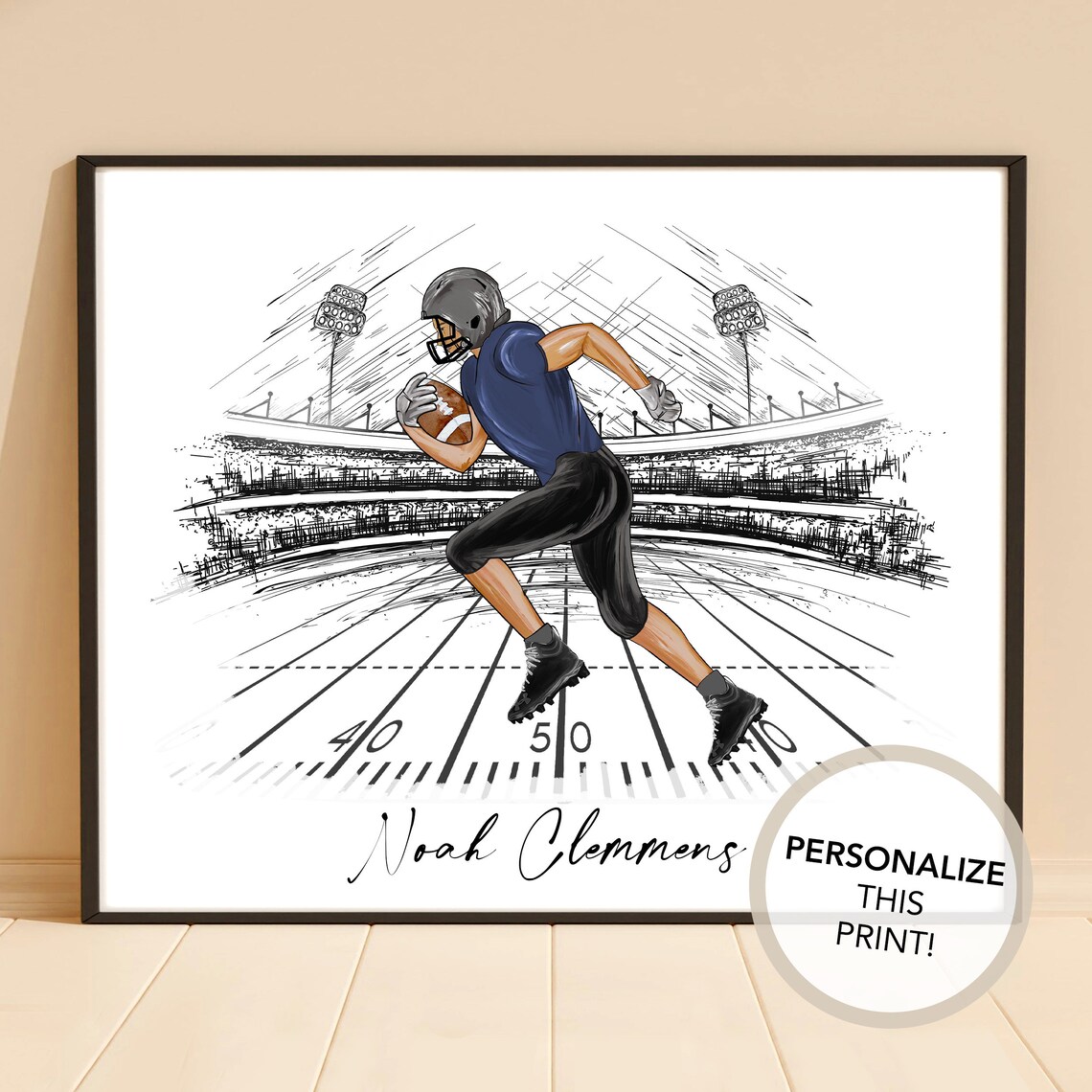Personalized Football Player Digital PRINT | Custom Football Fan Art ...