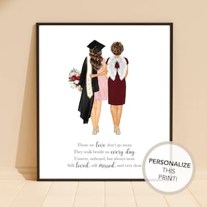 Personalized Graduate and Mom Portrait Art PRINT | Graduation, Mother ...