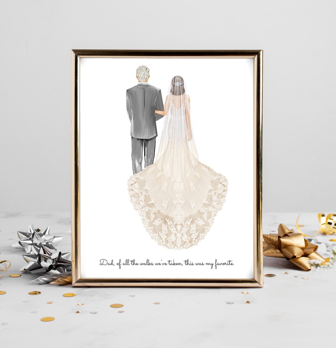 Personalized Bride and Dad Portrait Art DIGITAL Father of the Bride ...